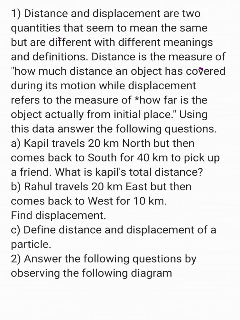 Distance and Displacement | PDF