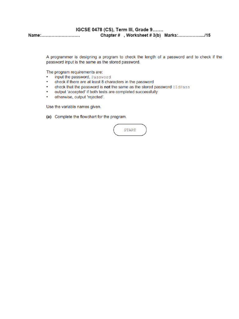 Grade 9 CS Chapter # 7 & 8 Worksheet # 3 (B) | PDF