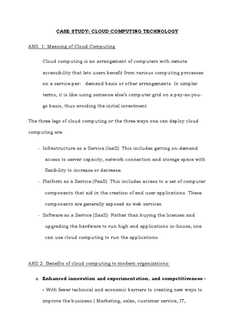 Case Study: Cloud Computing Technology | PDF | Software As A Service ...