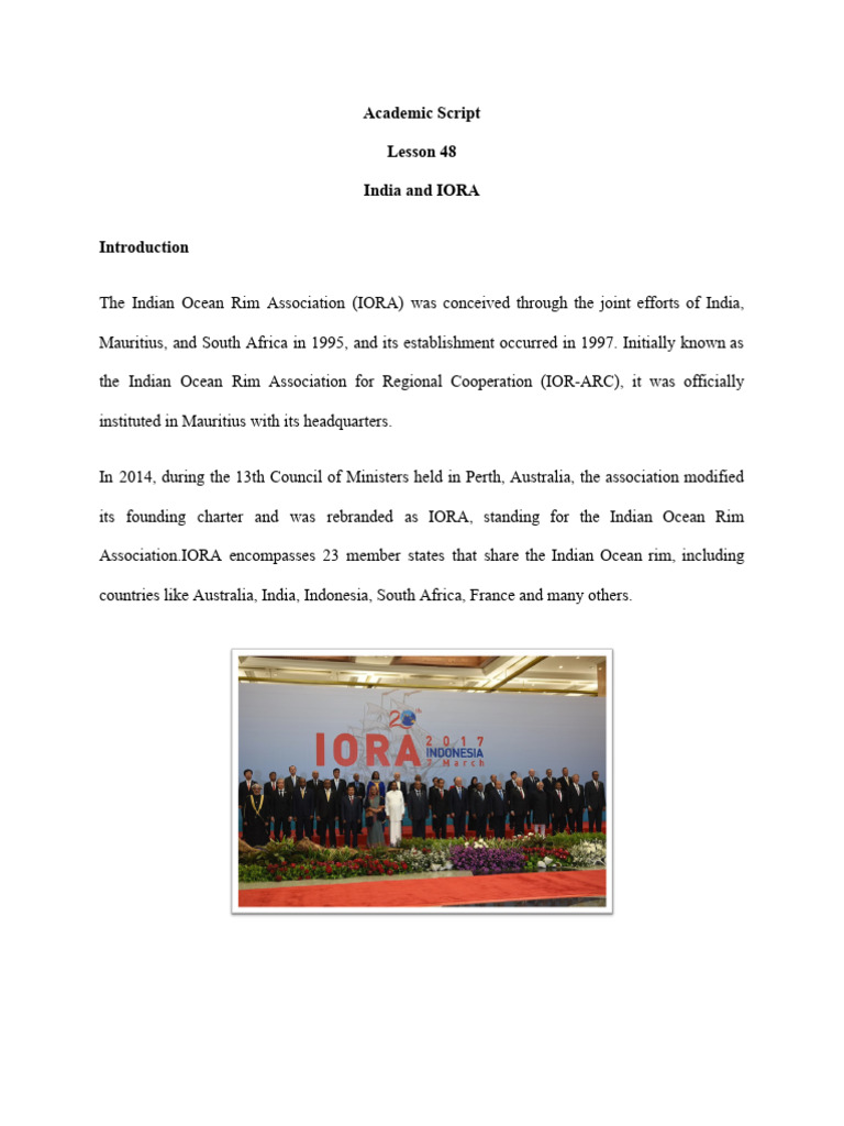 Academic Script - India and IORA | PDF | Economies