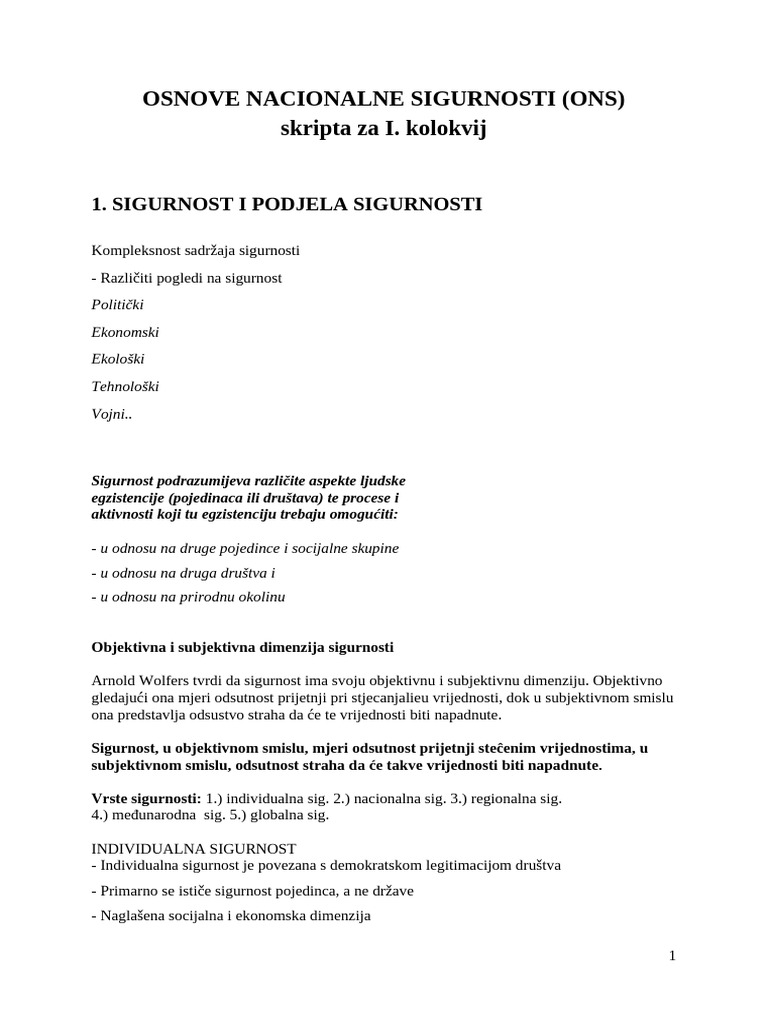 ONS Skripta - I. Kolokvij | PDF