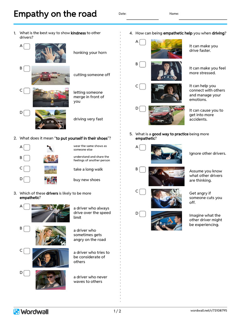 Empathy On The Road Quiz | PDF | Empathy | Emotions