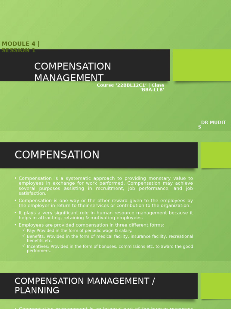 CO4 Session 1 (Intro of Employee Compensation) | PDF | Compensation And Benefits | Employment