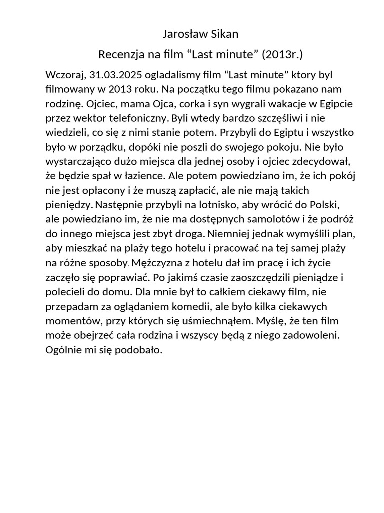 Jarosław Sikan Recenzja | PDF