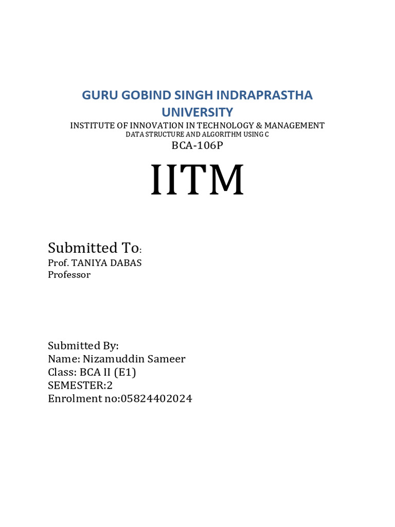 DSA Practical File (Nizamuddin Sameer) | PDF | Algorithms And Data Structures | Software Engineering