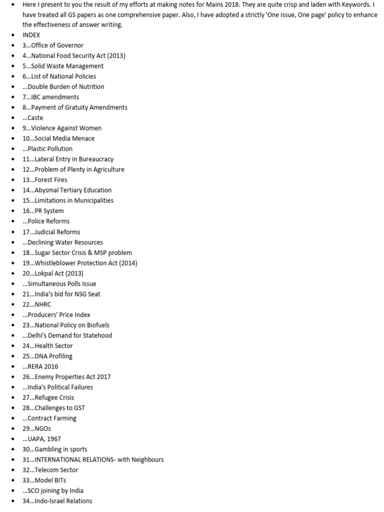 Mains Notes Vikram Index | PDF