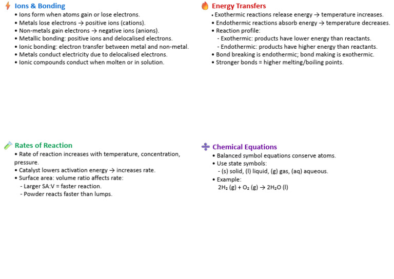 Chemistry Revision Mat A3 | PDF