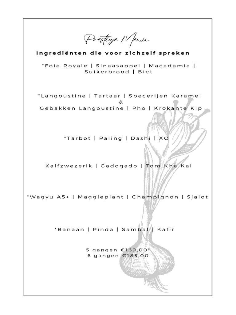 Prestige Menu | PDF