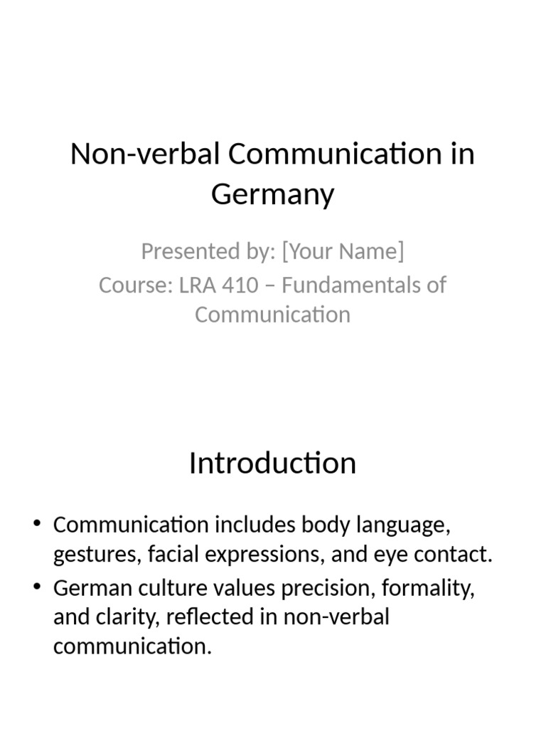 Non Verbal Communication Germany 1 | PDF