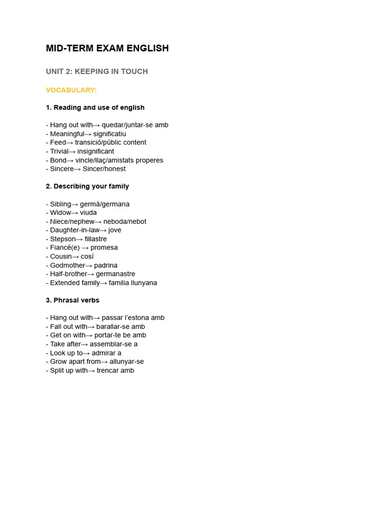 Mid-Term Exam English | PDF