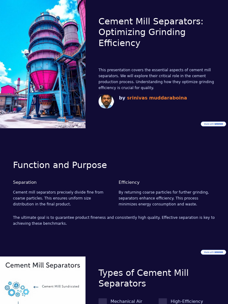 Cement-Mill-Separators-Optimizing-Grinding-Efficiency 1 | PDF | Mill (Grinding) | Cement