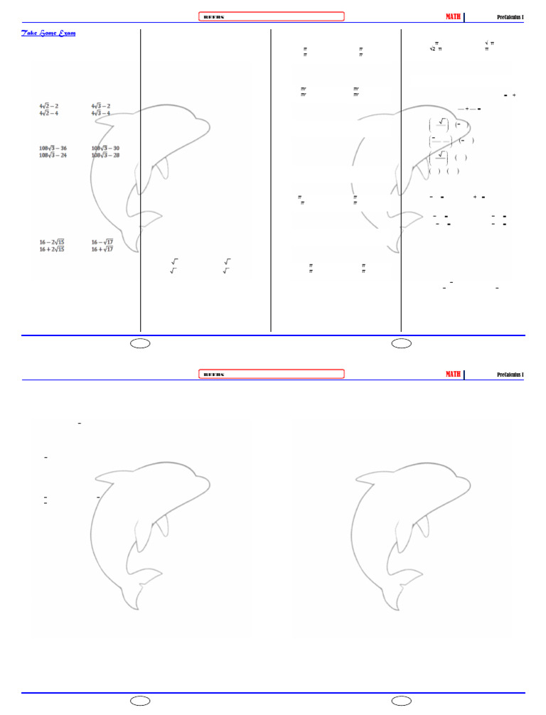 Take Home Assessment Precalculus 1 | PDF | Area | Circle