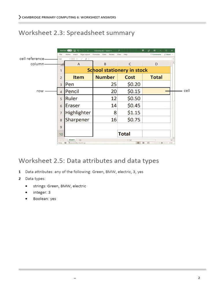 Prim Comp Tr6 U2 Worksheet Ans | PDF