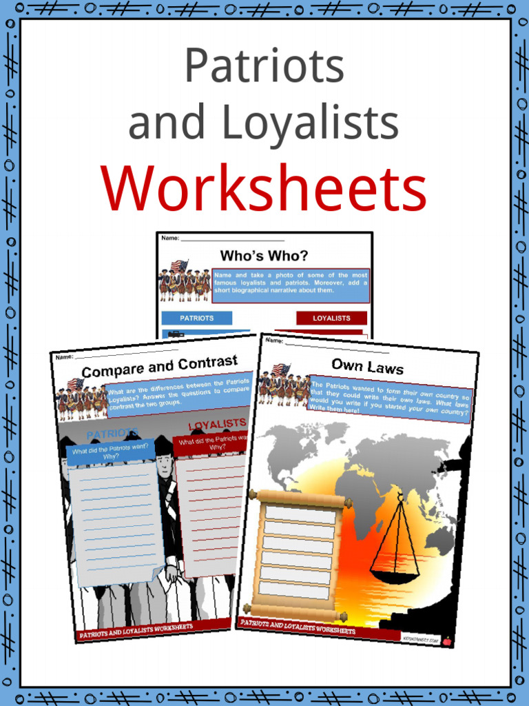 Sample Patriots and Loyalists Worksheets | PDF | Patriot (American ...