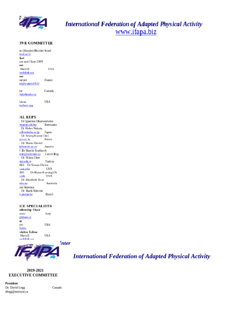 IFAPA Executive Committee Overview | PDF | Disability