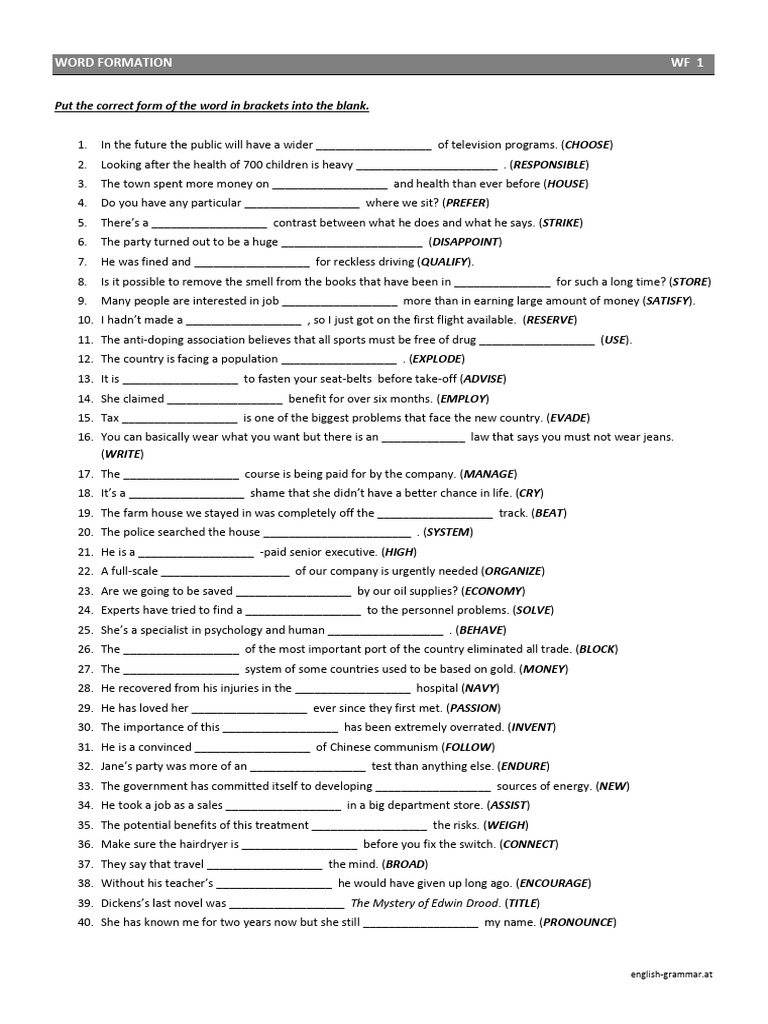 Word Formation - Cls 9 Gramatica Ex | PDF