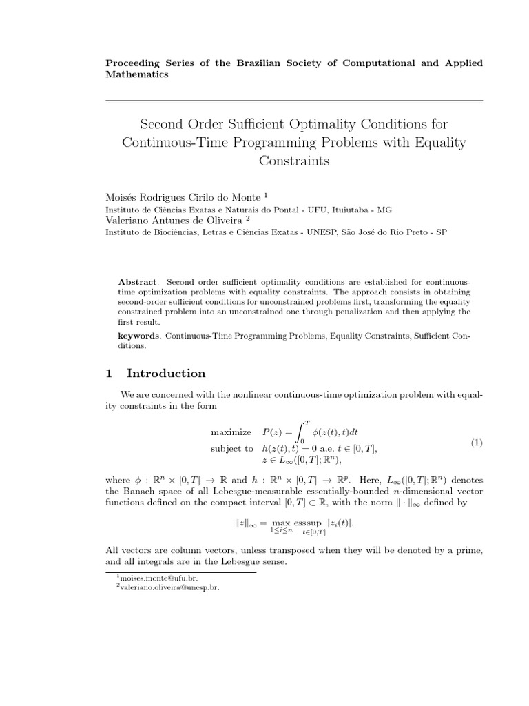 Sufficient Condition Equality Constraints | PDF | Mathematical Optimization | Mathematical Analysis