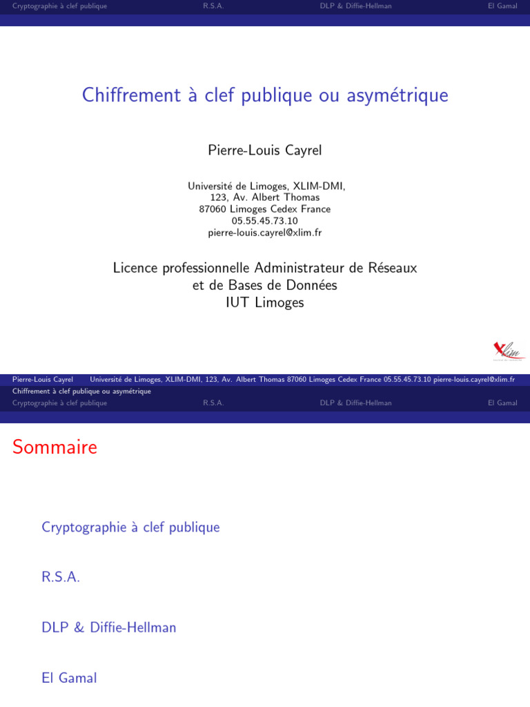 RSA DH | PDF | Public-key cryptography | Cryptographie