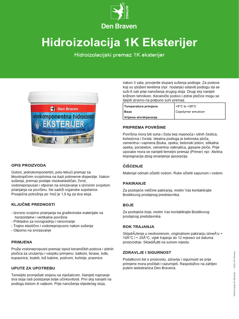 TDS - 1K Waterproofing Exterior - HR - HR | PDF