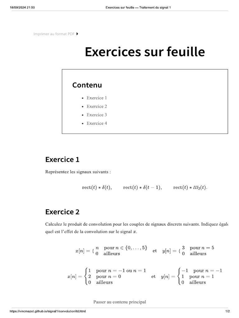 Exercice Convolution | PDF