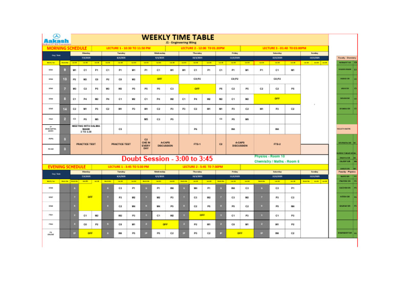 Updated_Time_Table_Engineering_Wing_09.04.2025 | PDF