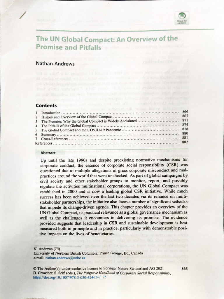 UN Global Compact (CSR) | PDF