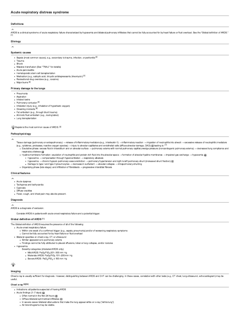 Acute Respiratory Distress Syndrome - AMBOSS | PDF