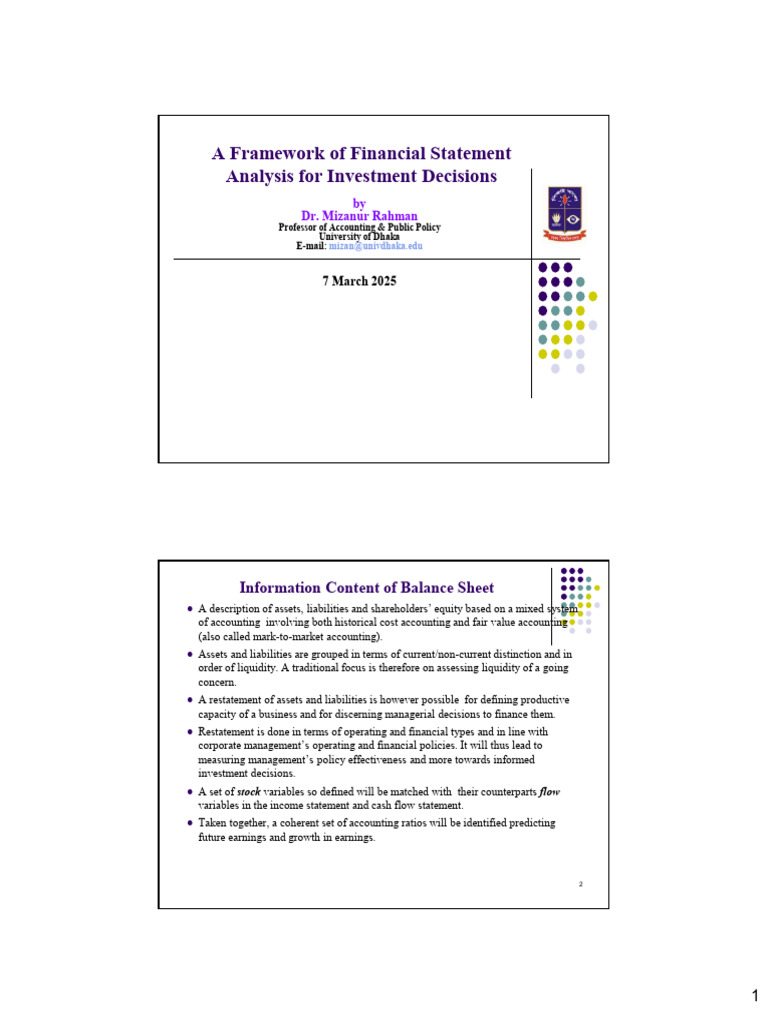 Rahman, (2025.L2), A Framework of Financial Statement Analysis (Part-1 ...