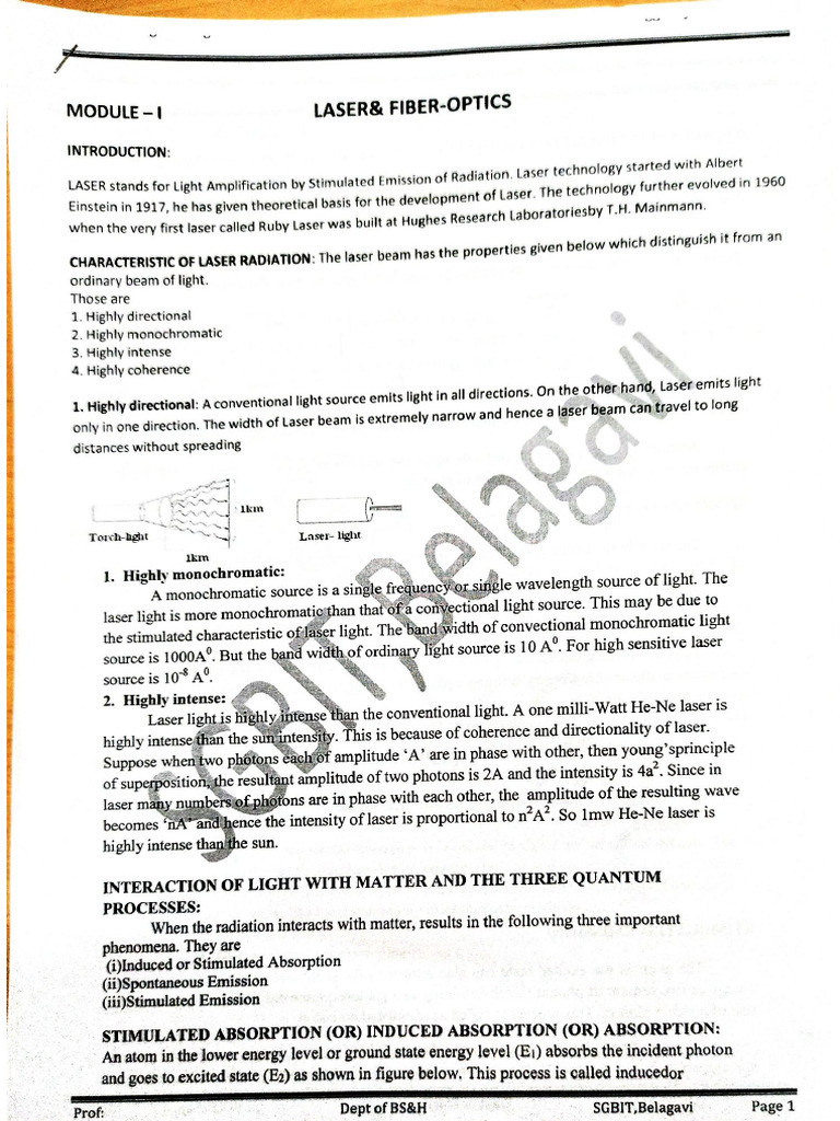 Bphys102-Module 1 Laser | PDF