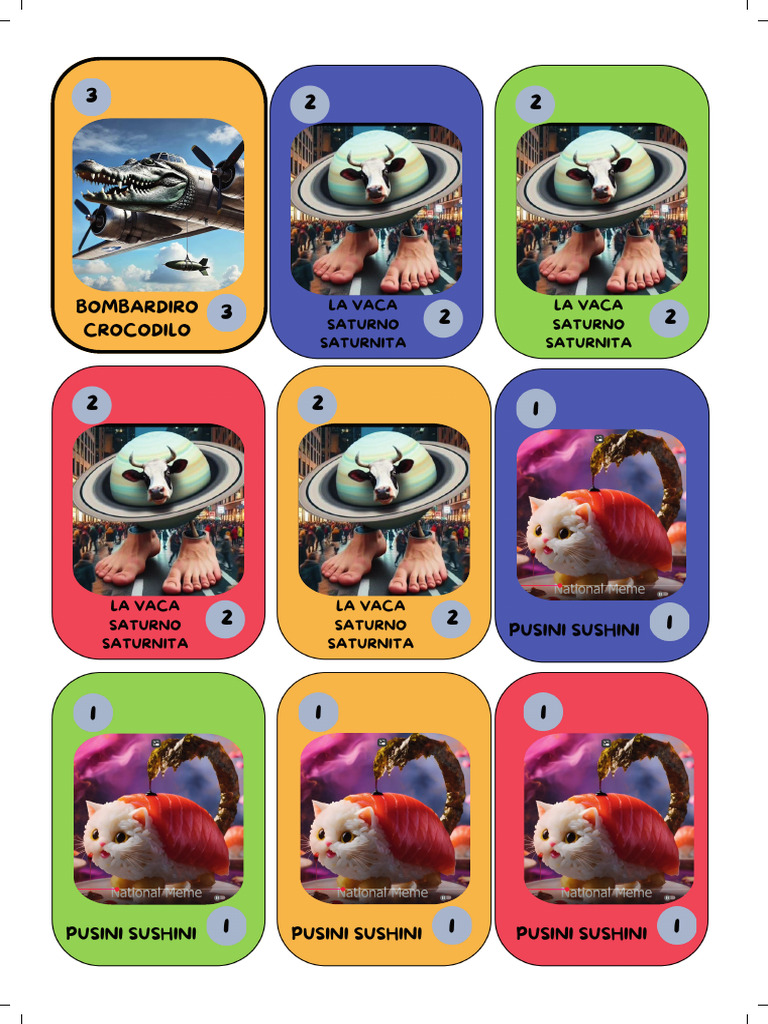 Italian Brainrot Uno Cards List | PDF