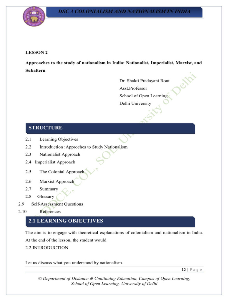 Approaches To Nationalism in India | PDF