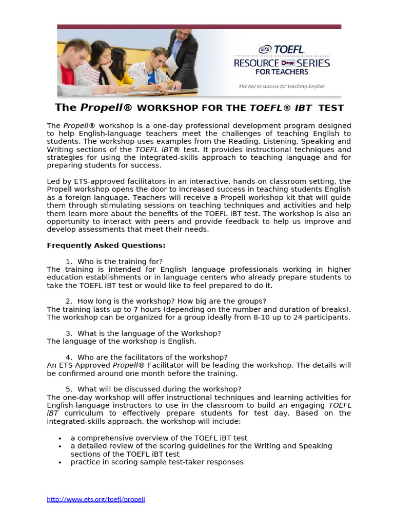 Toefl Propell Workshop Faq Registration Form | PDF | Test Of English As ...