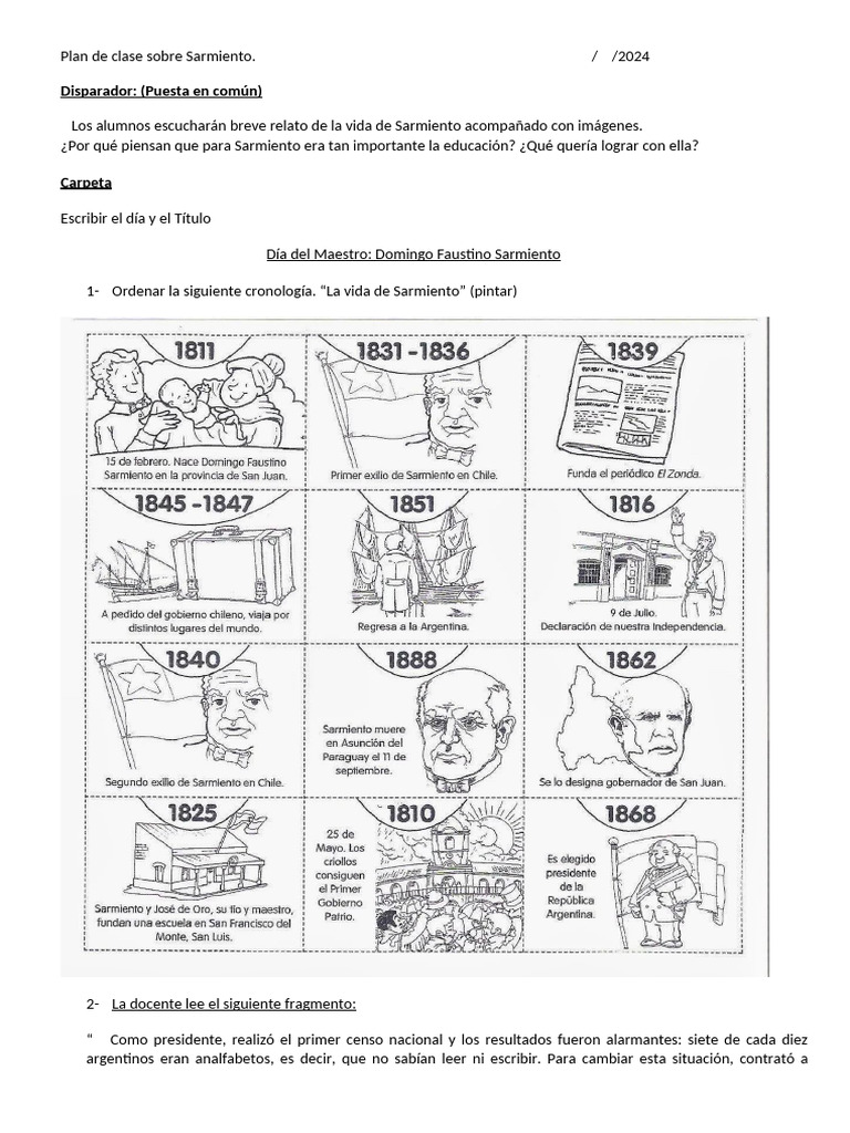 Plan de Clase Sobre Sarmiento | PDF