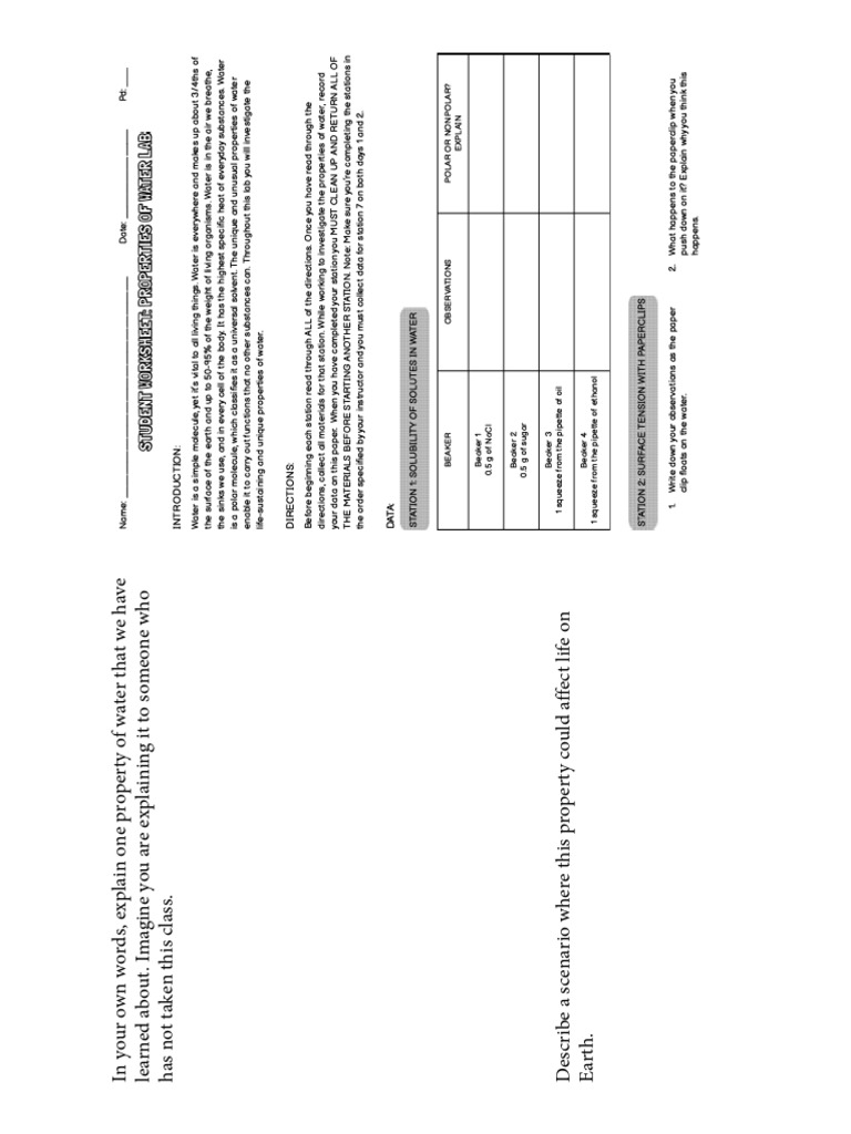 Properties of Water Lab - One Pager | PDF | Mechanical Engineering ...