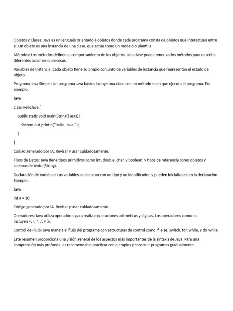 Sintaxis de Java | PDF