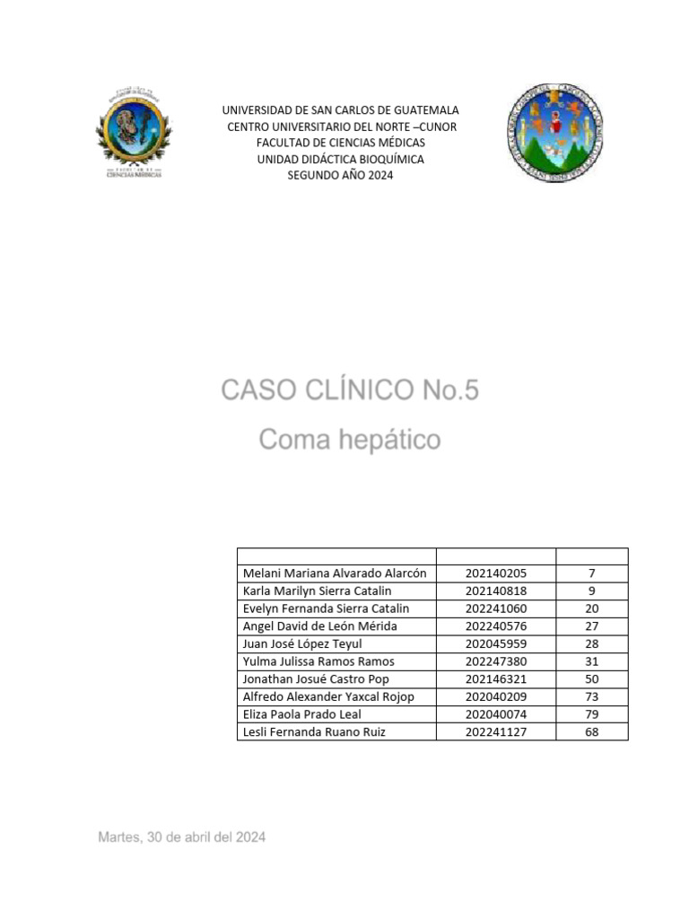 CCNo.5 - Coma Hepático | PDF | Ácido glutamico