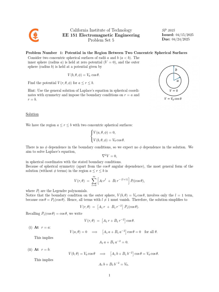 EE 151 Problem Set3 Solution | PDF | Calculus | Physics