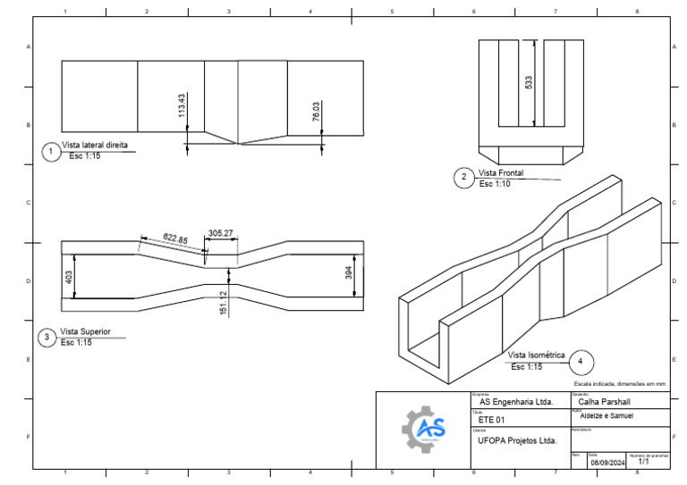 Desenho Técnico de Calha Parshall | PDF