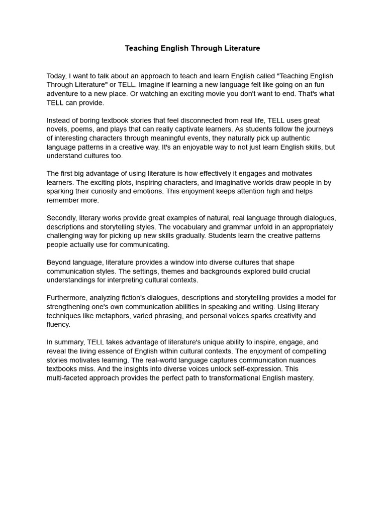 Teaching English Through Literature | PDF