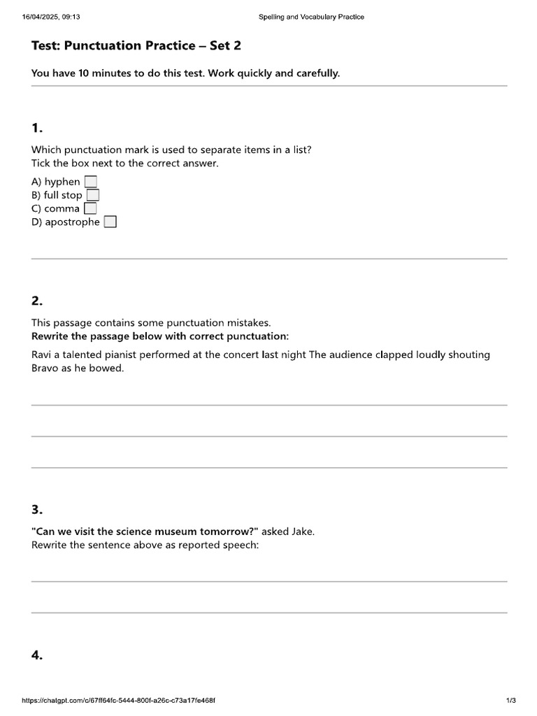 Punctuation-exercise-2 | PDF