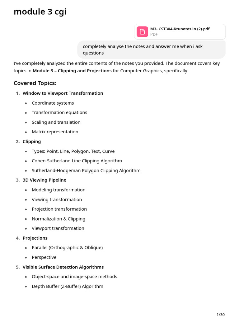 Module 3 Cgi Revision | PDF | 3 D Computer Graphics | 2 D Computer Graphics