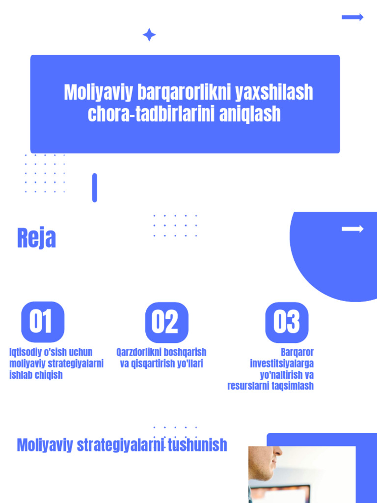 Moliyaviy Barqarorlikni Yaxshilash Chora Tadbirlarini Aniqlash Pptx | PDF