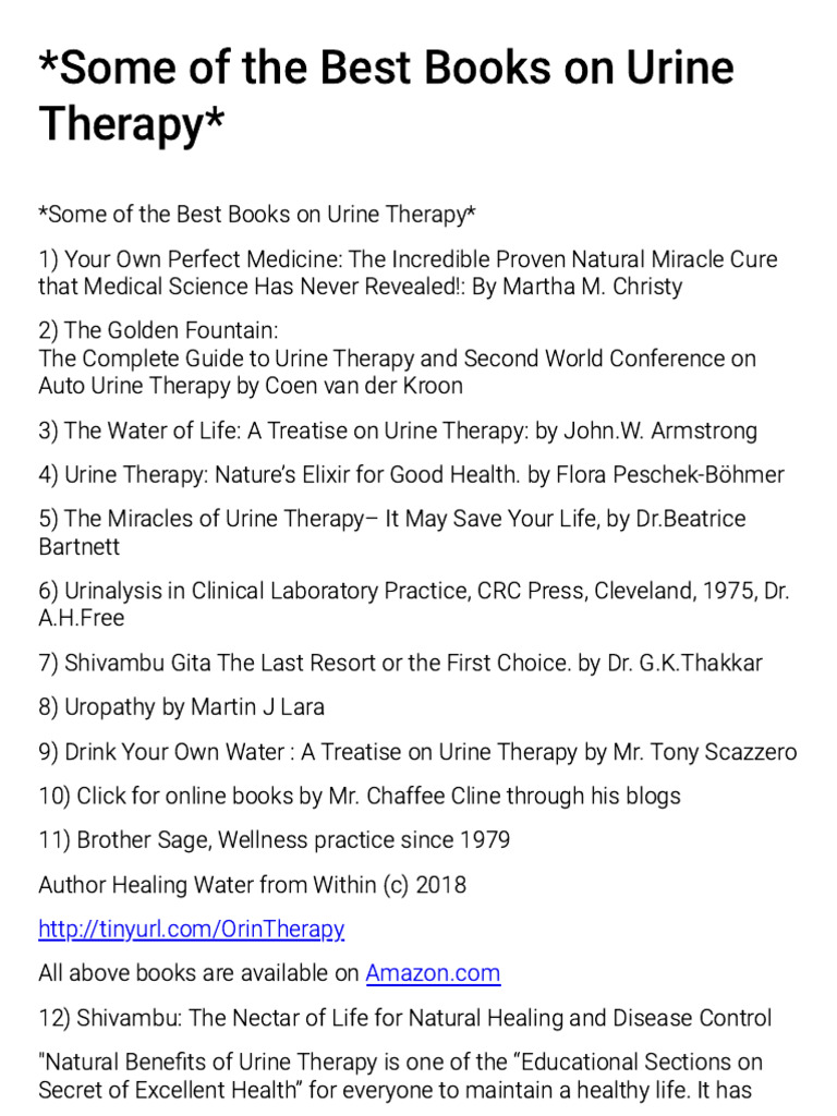 Some of The Best Books On Urine Therapy | PDF