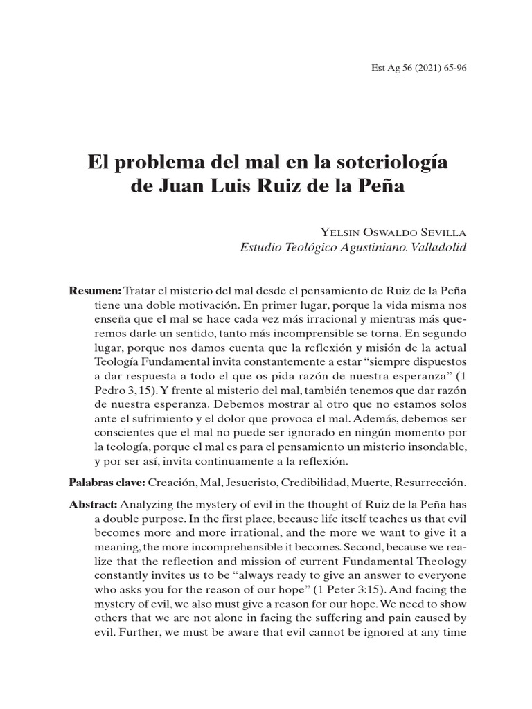 El mal en la soteriología de Ruiz de la Peña | PDF | Libro de trabajo ...