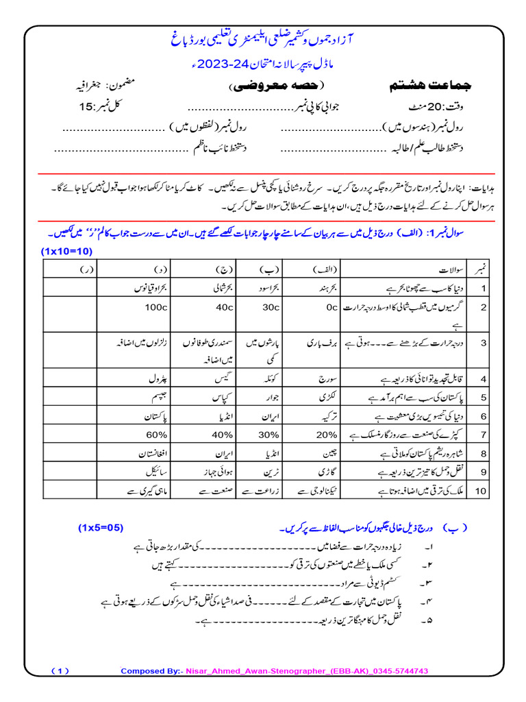Class 8th MP 2023-24 | PDF