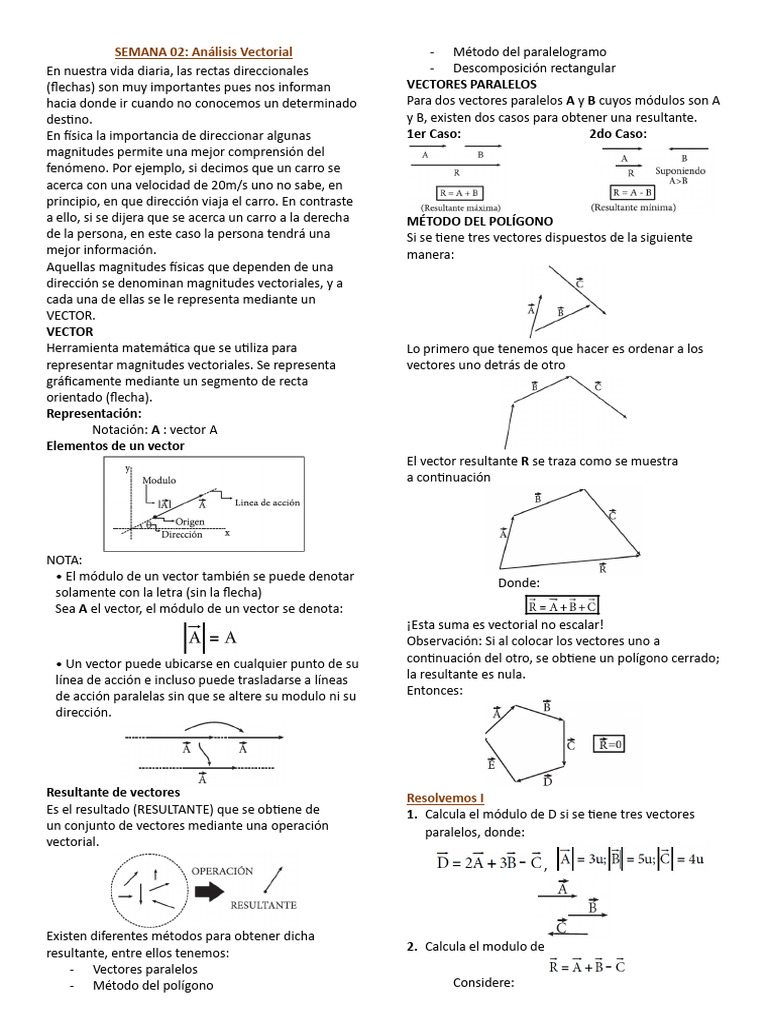 SEMANA 02 Análisis Vectorial | PDF | Vector Euclidiano | Álgebra