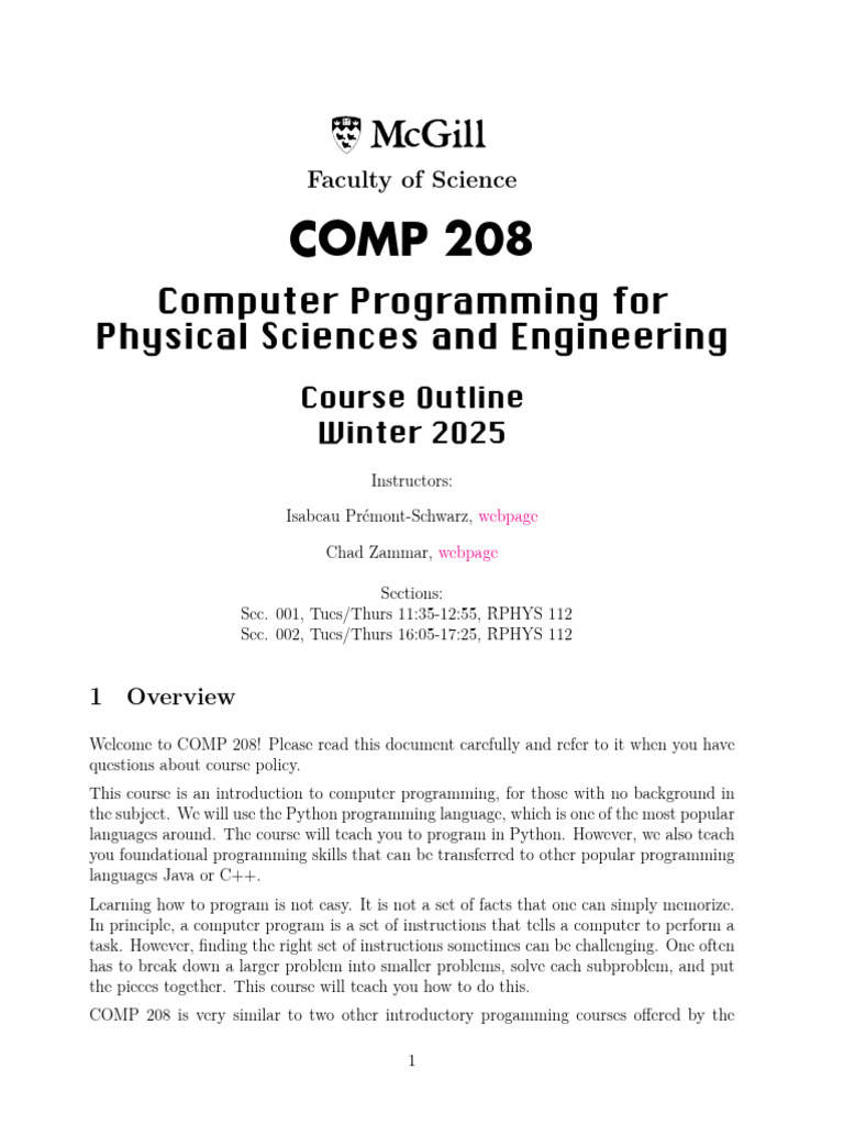 Comp 208 Course Outline | PDF | Integrated Development Environment | Computer Programming
