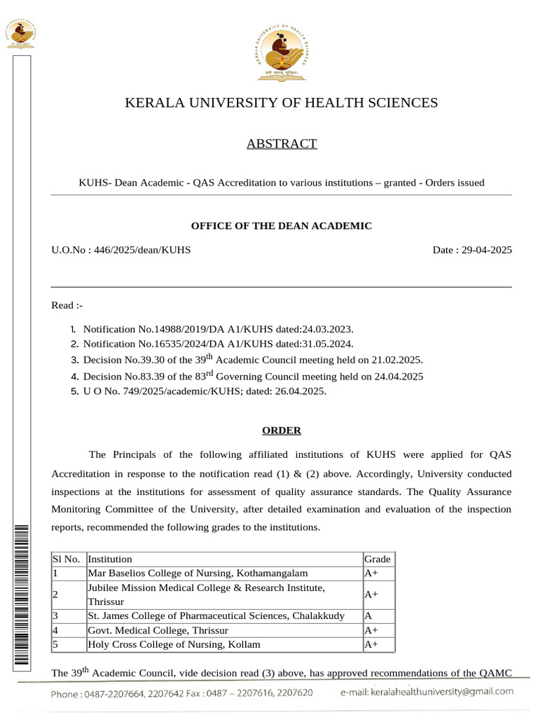 QAS Accreditation Order | PDF