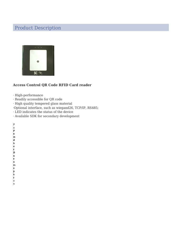ACM QR88 QR Code RFID Card Reader | PDF | Computer Engineering | Data ...