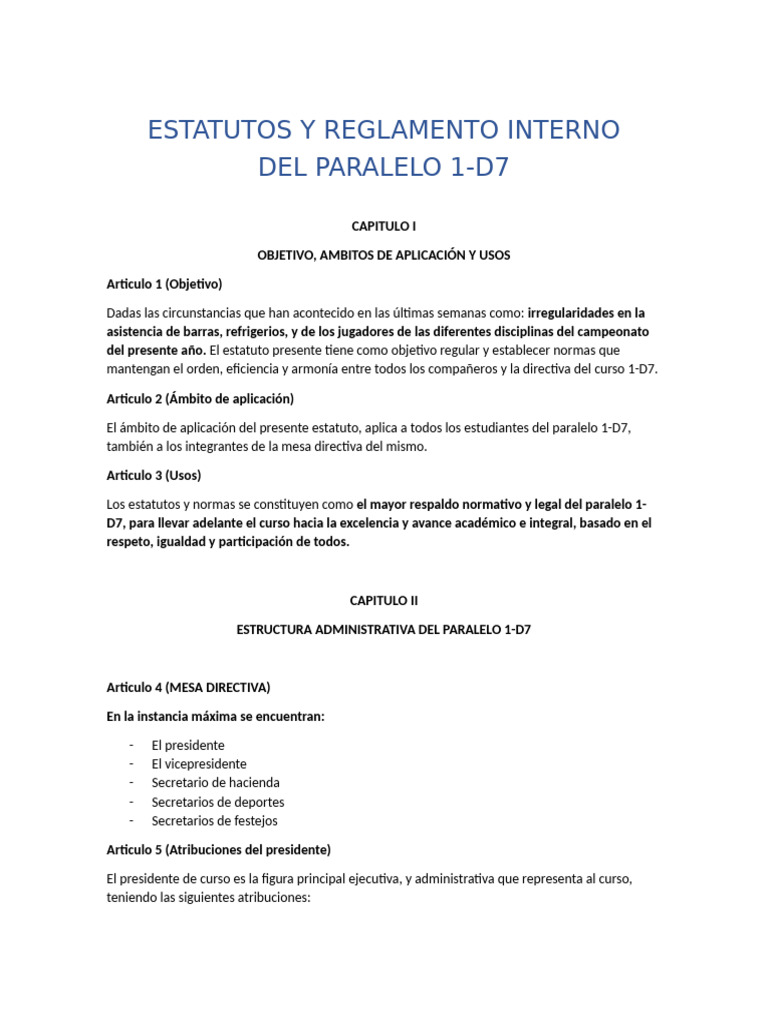 ESTATUTOS Y REGLAMENTO INTERNO 1-D7 | PDF | Regulación | Multa (pena)